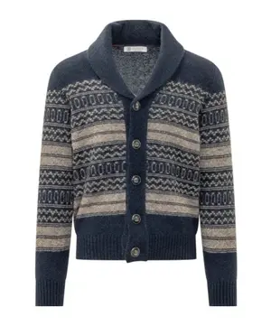 Brunello Cucinelli Patterned Shawl Collar Cardigan - Black