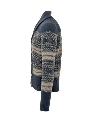 Brunello Cucinelli Patterned Shawl Collar Cardigan