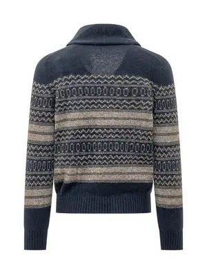 Brunello Cucinelli Patterned Shawl Collar Cardigan
