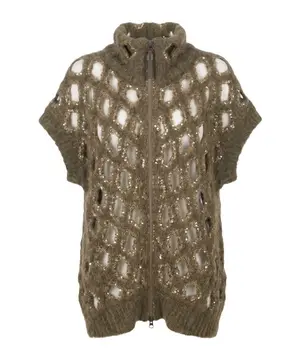 Brunello Cucinelli High-neck Short-sleeved Knitwear - Olive