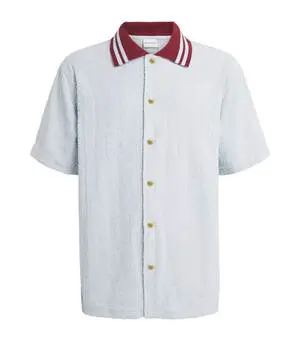 Drole De Monsieur Cotton Monogram Short-sleeve Shirt - Blue