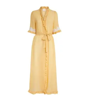 Loretta Caponi Silk Short-sleeve Germana Robe - Yellow