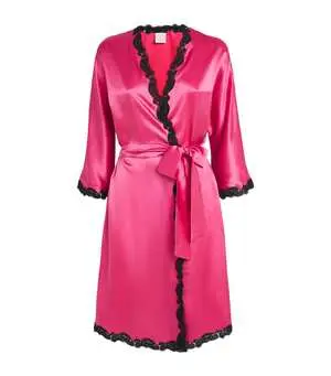 Loretta Caponi Silk Corbezzollo Short Robe - Pink
