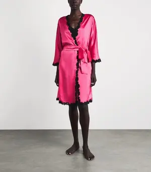 Loretta Caponi Silk Corbezzollo Short Robe