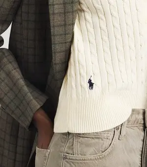 Polo Ralph Lauren Cable-knit Short-sleeve Henley Sweater