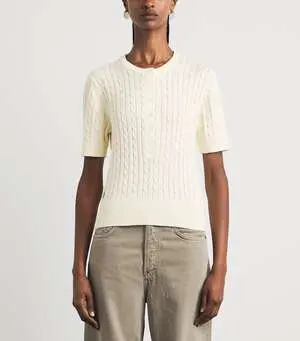 Polo Ralph Lauren Cable-knit Short-sleeve Henley Sweater