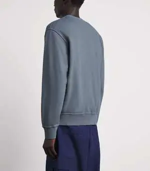 C.P. COMPANY Cotton Embroidered Logo Crewneck Sweatshirt - Blue
