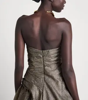 MARMAR HALIM Metallic Strapless Draped Gown