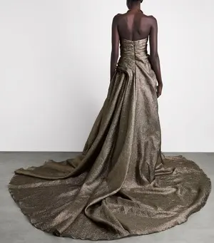 MARMAR HALIM Metallic Strapless Draped Gown