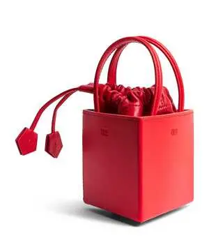 TALEL PARIS Small Leather Triangle Bag - Red