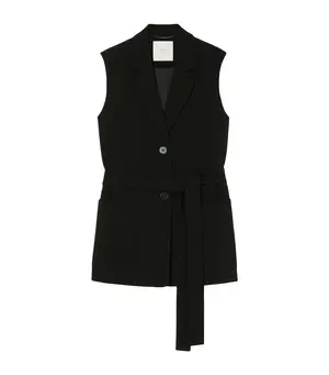 Marina Rinaldi Sleeveless Belted Blazer - Black