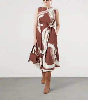 Marina Rinaldi Cotton Watercolour Print Midi Dress