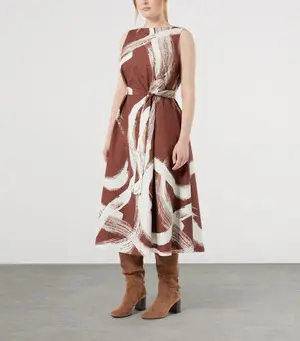 Marina Rinaldi Cotton Watercolour Print Midi Dress