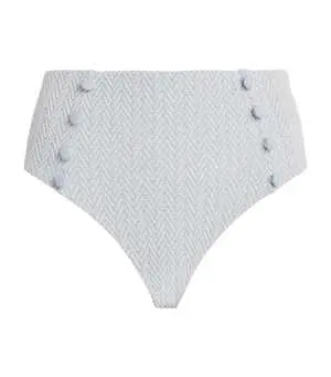 Devon Windsor Herringbone Malia High-waist Bikini Briefs - Blue