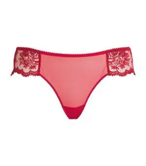 Simone Perele Lace Intrigue Tanga Briefs - Red