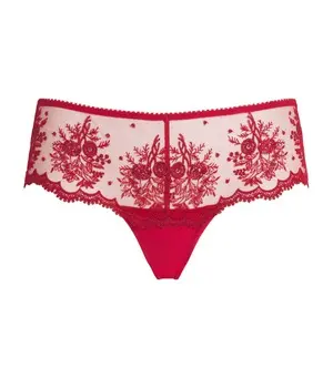 Simone Perele Lace Intrigue Shorty Briefs - Red