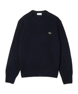 Lacoste Logo Patch Crewneck Jumper - Navy Blue