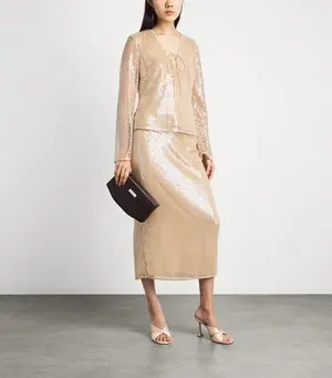 TOCCIN Sequinned Leilani Midi Pencil Skirt
