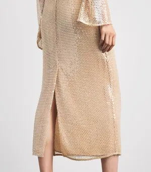 TOCCIN Sequinned Leilani Midi Pencil Skirt