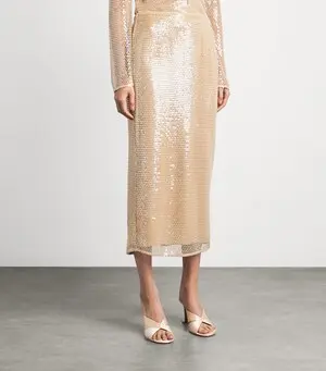 TOCCIN Sequinned Leilani Midi Pencil Skirt