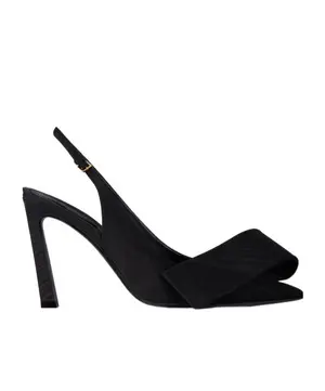 Givenchy Twisted Ribbon Slingbacks Pumps In Moiré Fabric - Black