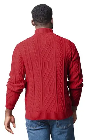 HOPE & HENRY Organic Mock Neck Cable Sweater - Red Twist Cable