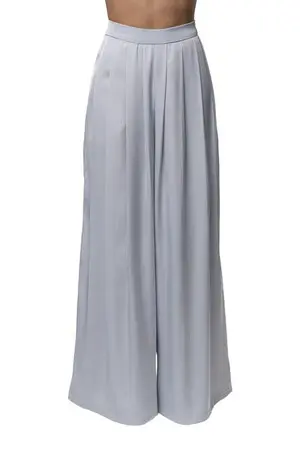 JLUXLABEL Clara Wide Leg Pleated Trousers - Blue