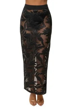 JLUXLABEL Bali Nights Embroidered Maxi Skirt - Black