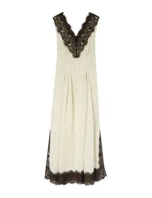Whistles Lace V-neck Spot Midi Dress