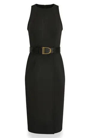 Donna Karan New York Sleeveless Belted Sheath Dress
