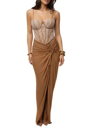 JLUXLABEL Island Drape Maxi Skirt - Tan