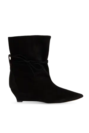 ODISSI Suede Wedge Ankle Boots - Black