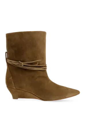 ODISSI Suede Wedge Ankle Boots - Brown