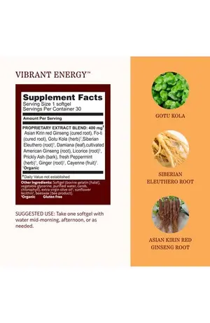 HERBS ETC. Vibrant Energy Softgels 30 Ct