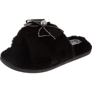 Badgley Mischka Bow Comfort Slippers - Black