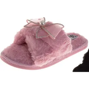 Badgley Mischka Bow Comfort Slippers - Pink