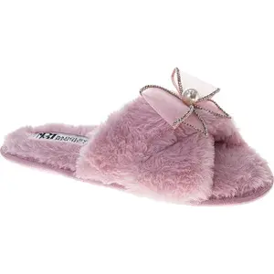 Badgley Mischka Embellished Bow Open-toe Slippers - Pink