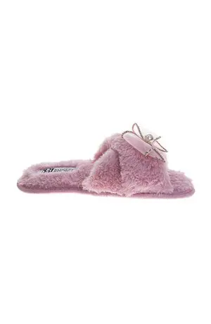 Badgley Mischka Embellished Bow Open-toe Slippers - Pink