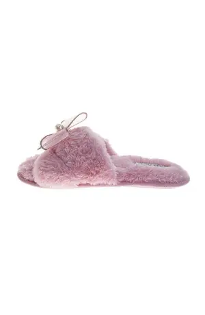 Badgley Mischka Embellished Bow Open-toe Slippers - Pink