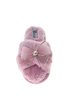 Badgley Mischka Embellished Bow Open-toe Slippers - Pink