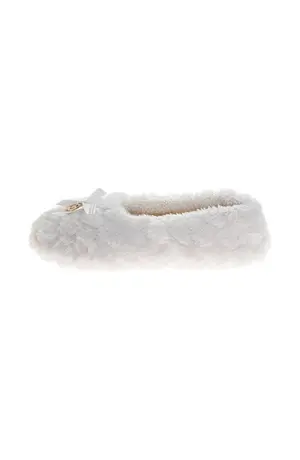 Badgley Mischka Ladies' Ballerina Slippers With Bow Detailing - White