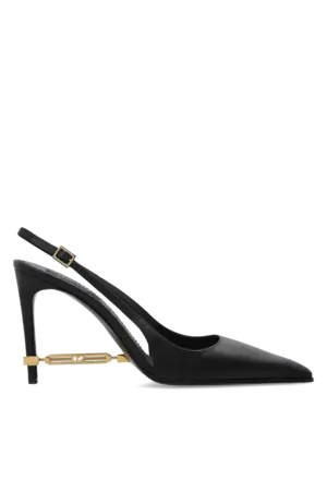 Dsquared2 Leather Slingback Pumps With Gold Embellishments - Black
