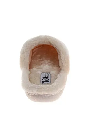 Badgley Mischka Embellished Plush Slippers - Nude