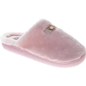 Badgley Mischka Embellished Plush Slippers - Pink