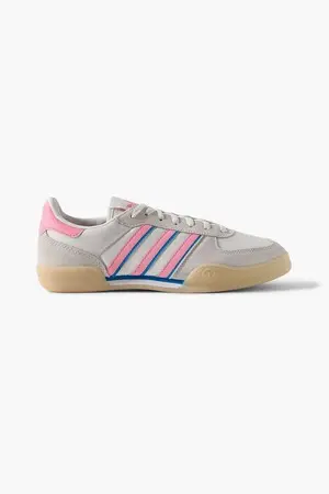 Adidas Squash Indoor Suede And Leathertrimmed Mesh Sneakers - Light Gray