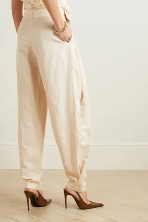 Ralph Lauren Avrill Linen And Silk-blend Tapered Pants