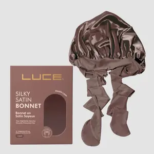 LUCE Silky Satin Double Layer Hair Bonnet - Brown