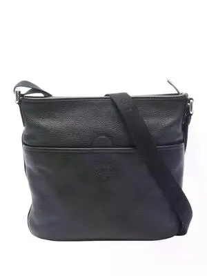 Loewe 2000-2010 Leather Anagram Crossbody Bag - Black