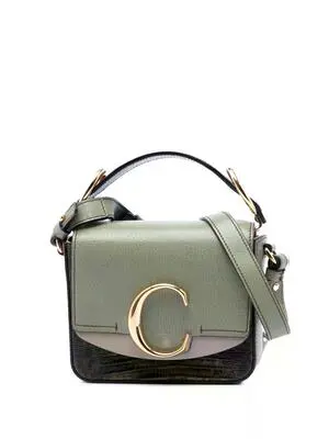 Chloé 2019 Mini Tricolor Croc Embossed Calfskin C Satchel - Green