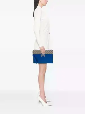 Gucci Gg Supreme And Calfskin Cut Out Interlocking G Clutch Bag - Neutrals